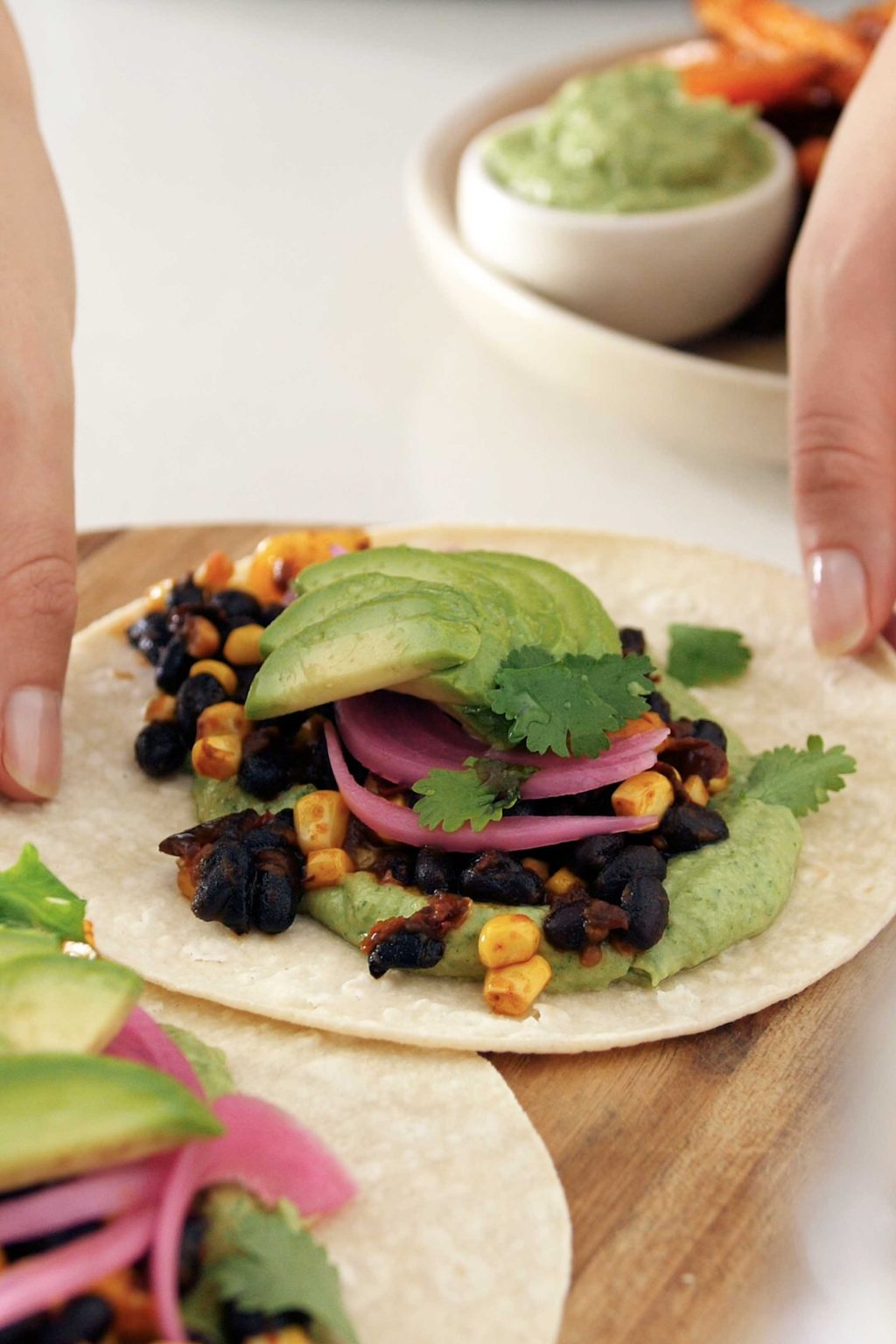 Tangy Black Bean Tacos with Avocado Cream (VEGAN & GF) | plantbaes