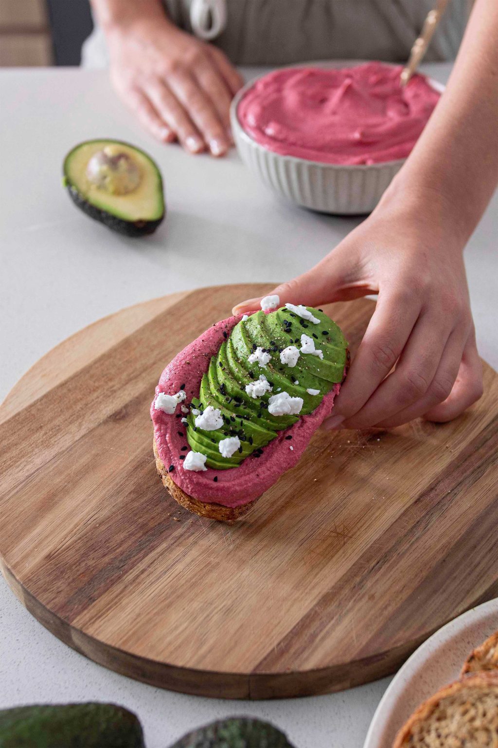 Beetroot Hummus Avocado Toast | plantbaes