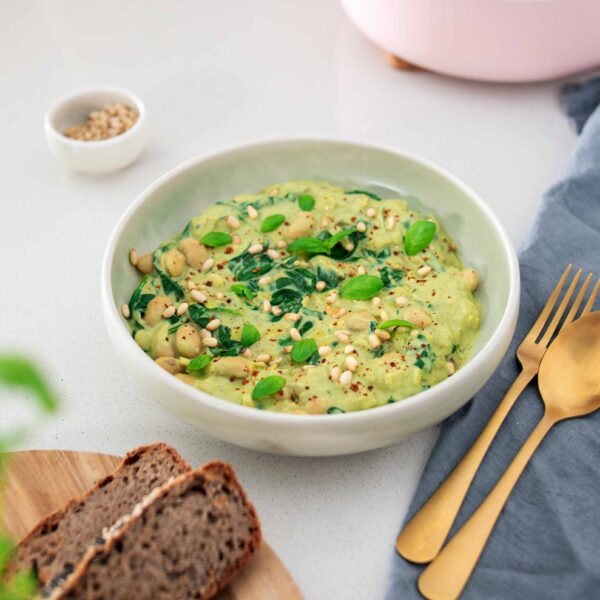 High Protein Pesto Butter Beans | plantbaes