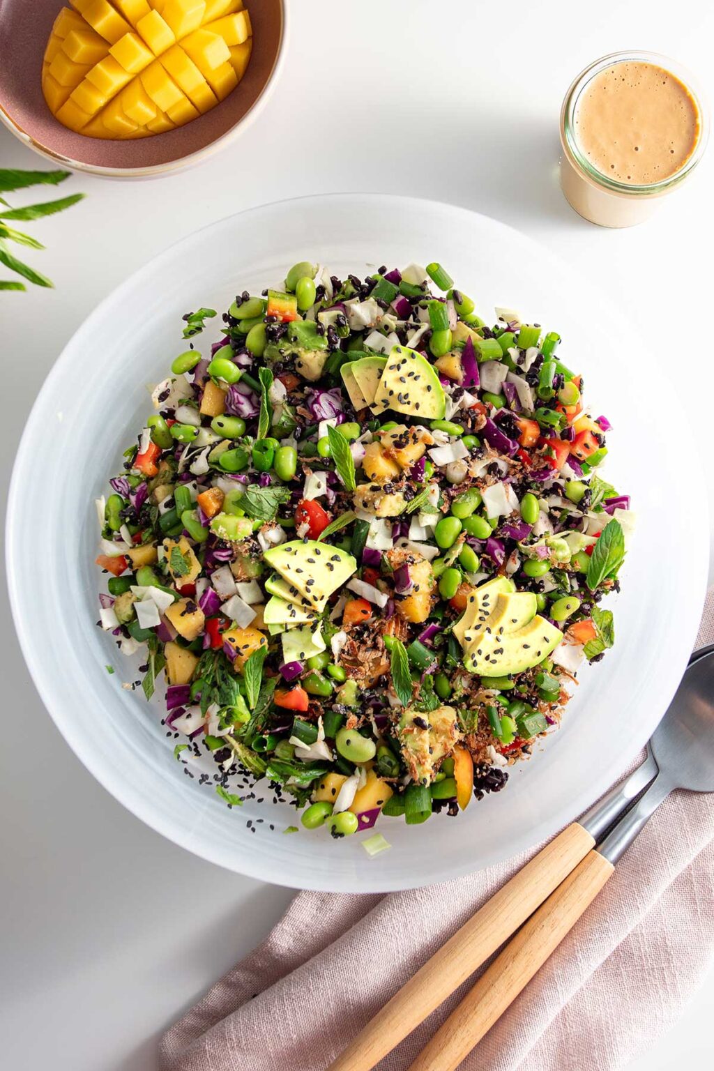 Rainbow Crunch Salad with Peanut Dressing | plantbaes