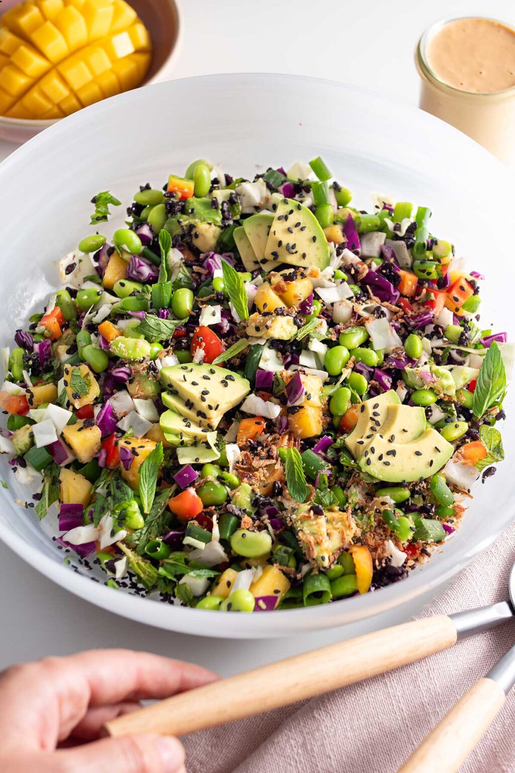 Rainbow Crunch Salad with Peanut Dressing | plantbaes