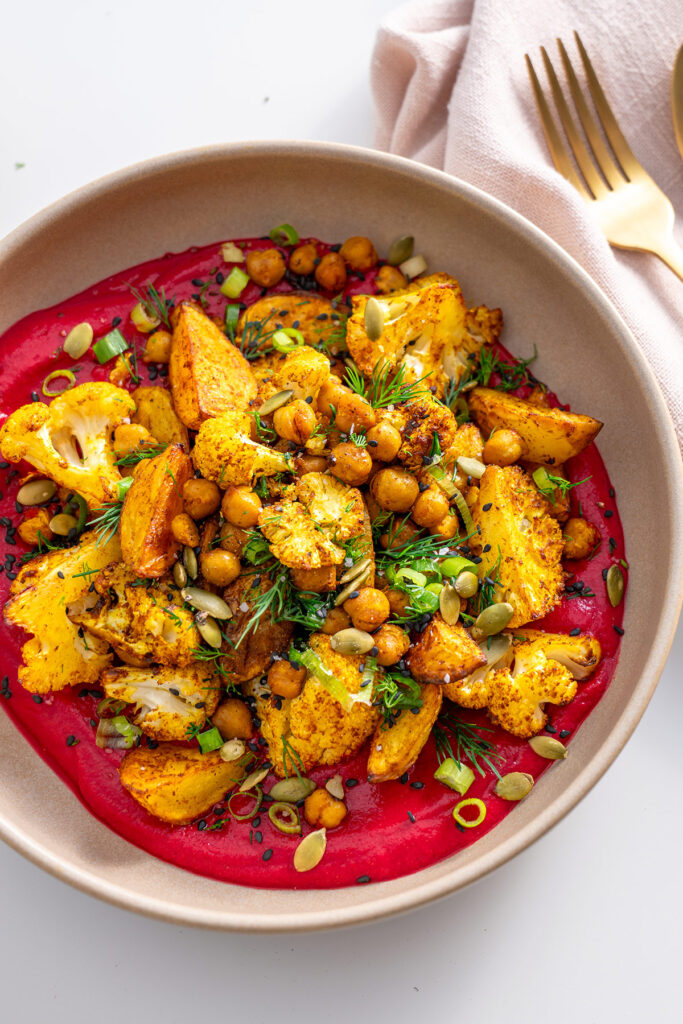 High-Protein Beetroot Medi Bowl | plantbaes