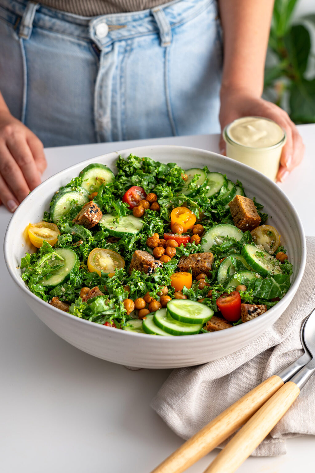 High-Protein Kale Caesar Salad | plantbaes
