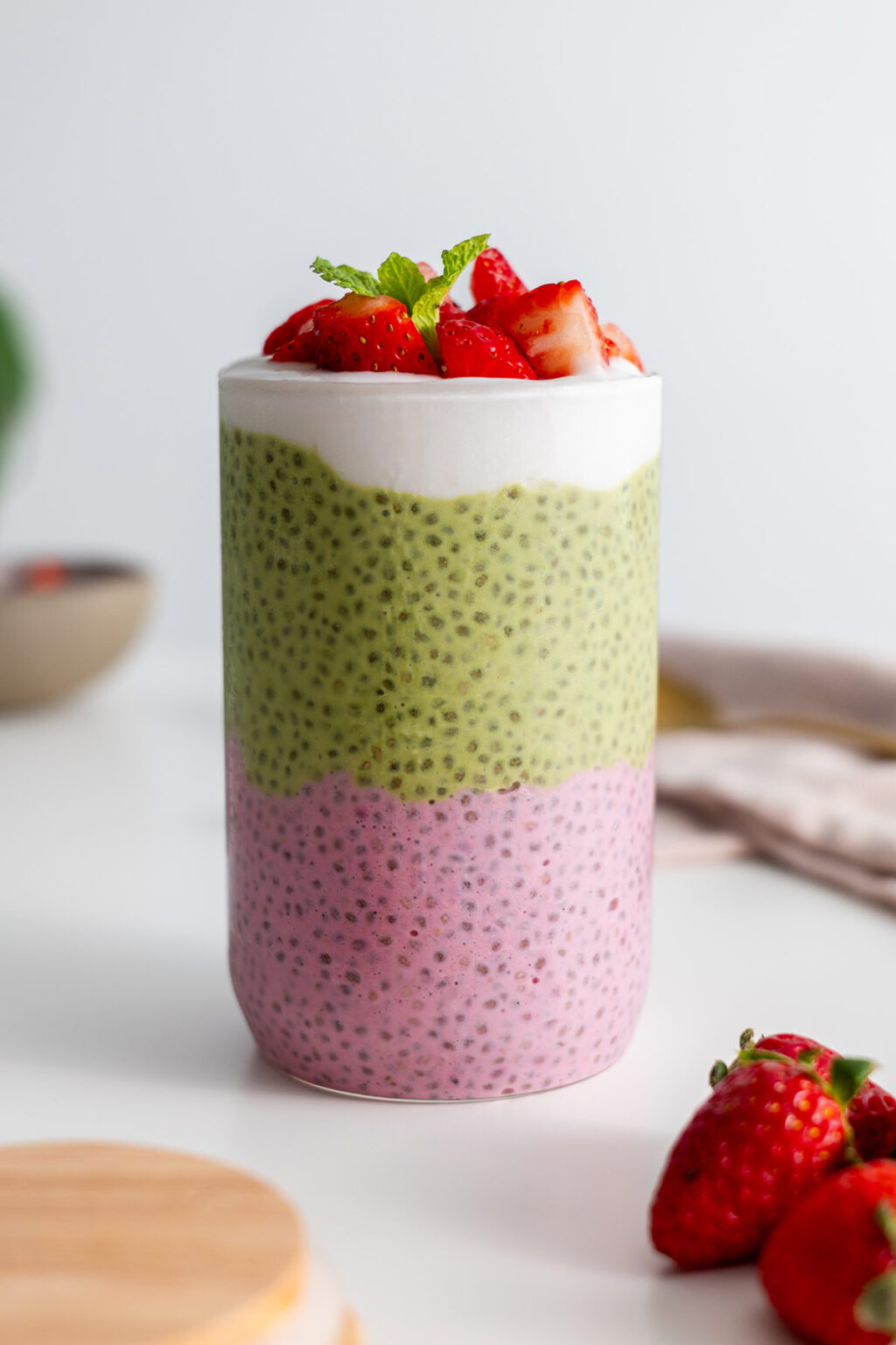 Strawberry Matcha Chia Pudding | plantbaes
