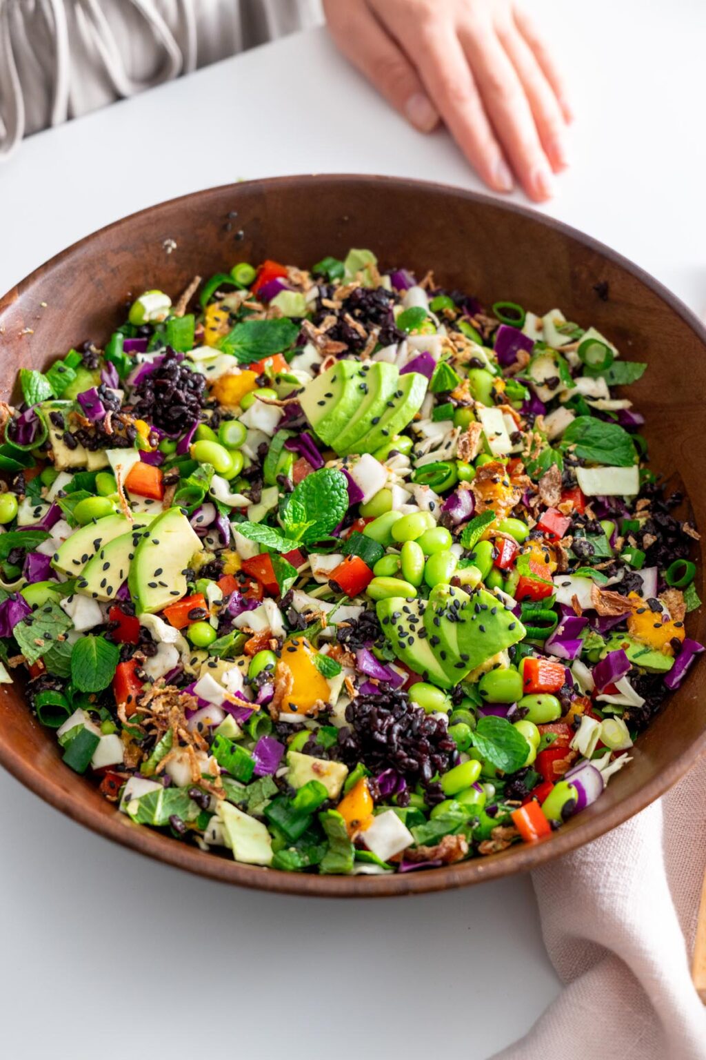 Rainbow Crunch Salad with Peanut Dressing | plantbaes