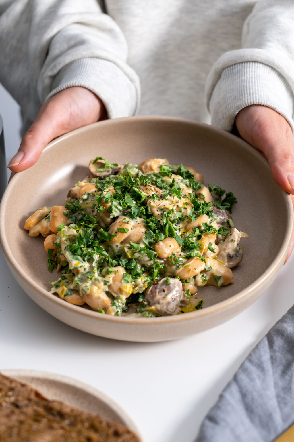 High Protein Creamy Miso Butter Beans with Kale | plantbaes