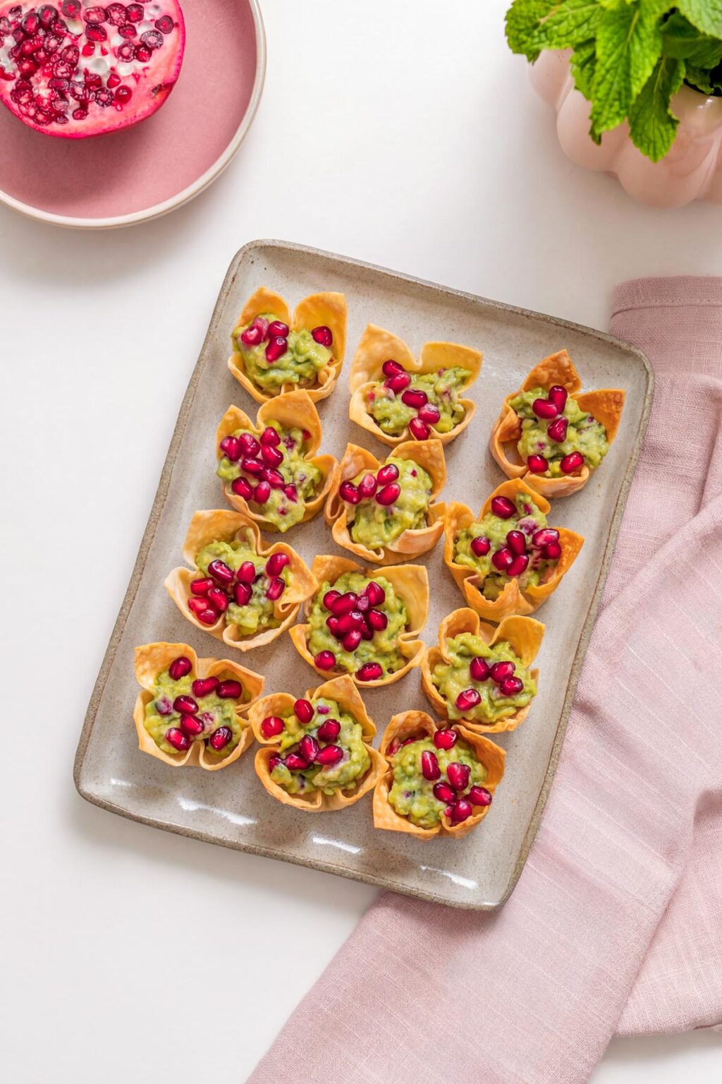 Crispy Wonton Guacamole Cups | plantbaes